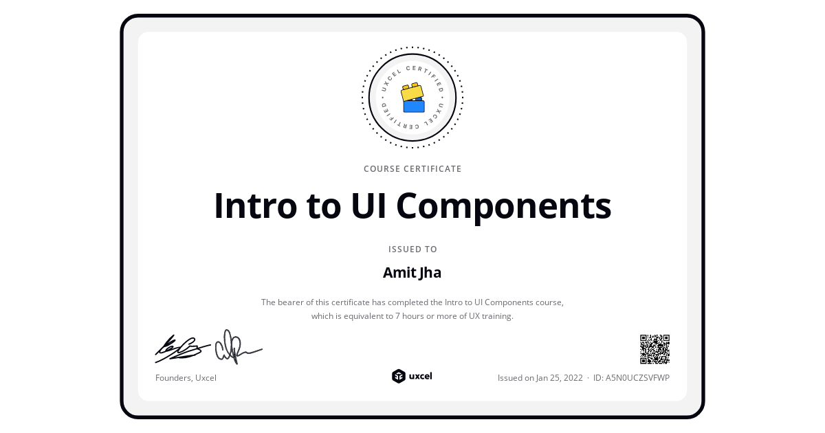 Uxcel Course Certificate of Completion | Uxcel
